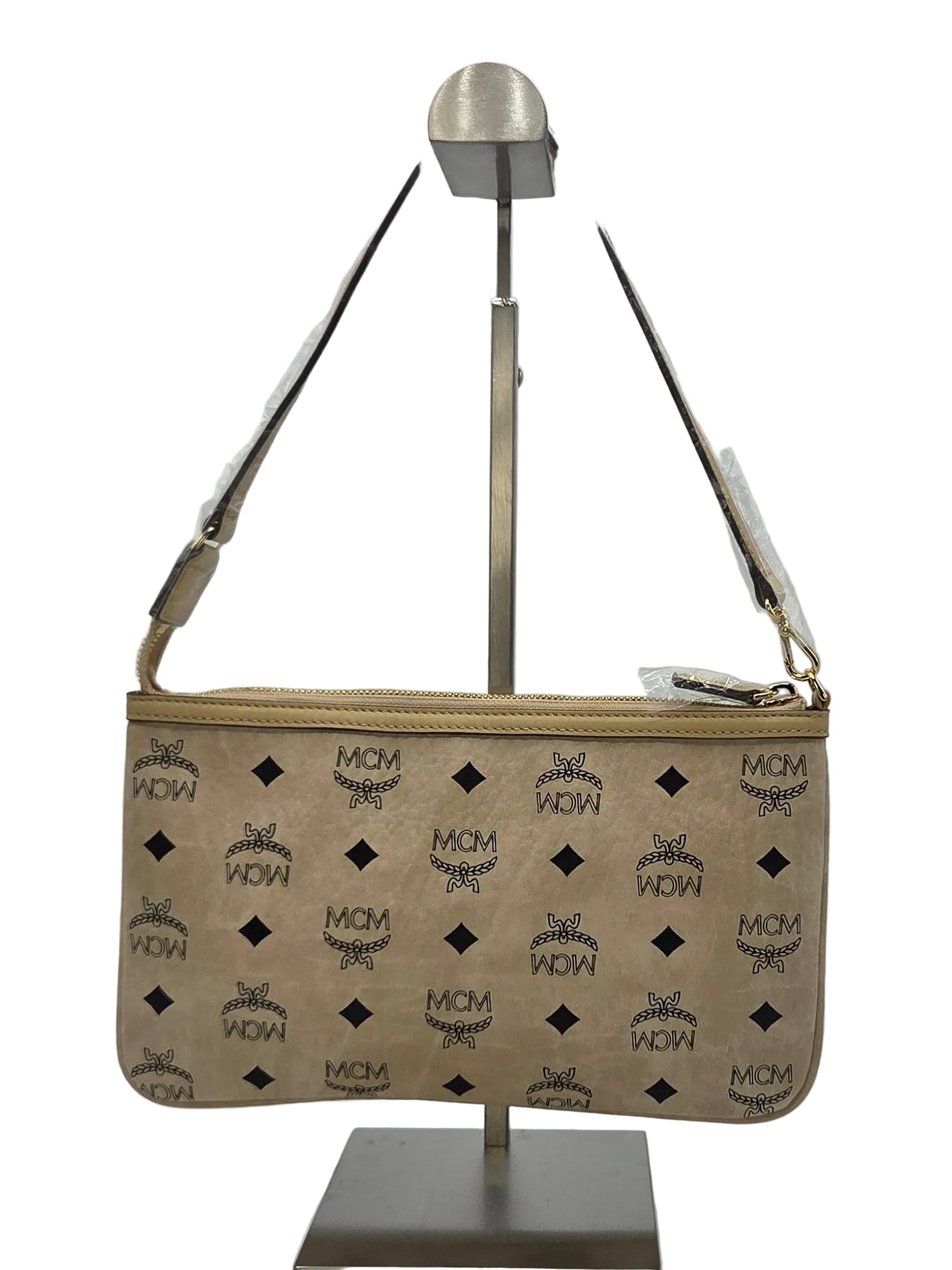 Women's MCM signature shoulder bag clutch beige – Wow Me More